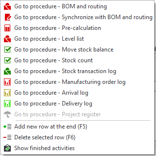 The Context menu