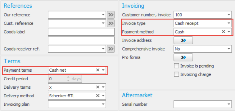 Cash receipt and Internal invoice