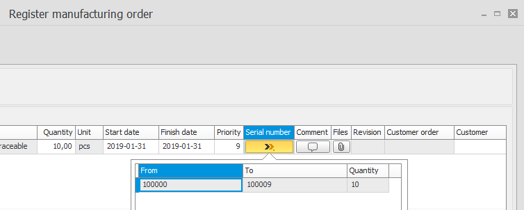Register manufacturing order
