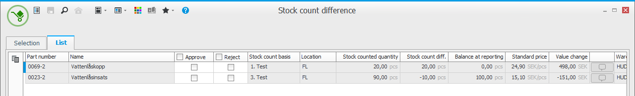 Stock count approval