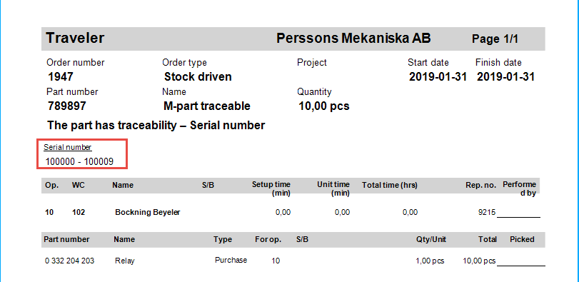 Register manufacturing order
