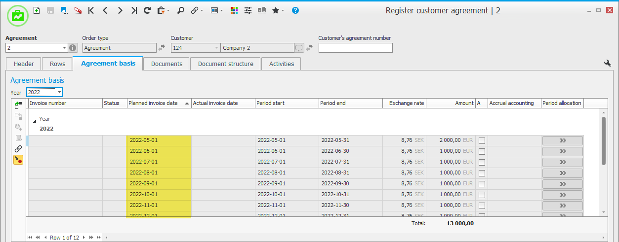 Register customer agreement