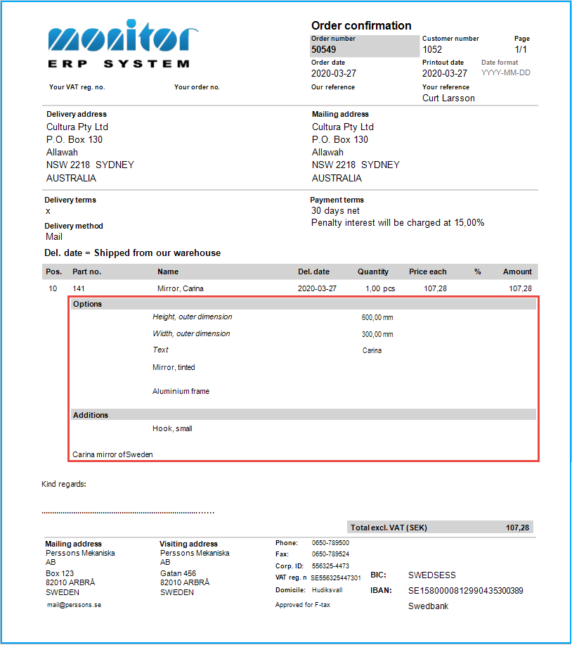 Order flow using the configurator