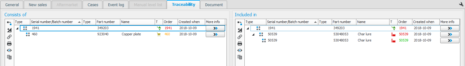 Find information about serial numbers and batches
