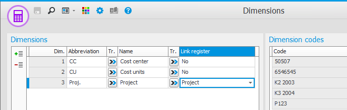Basic data for projects