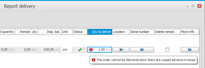 Delivery and invoicing of delivery invoice