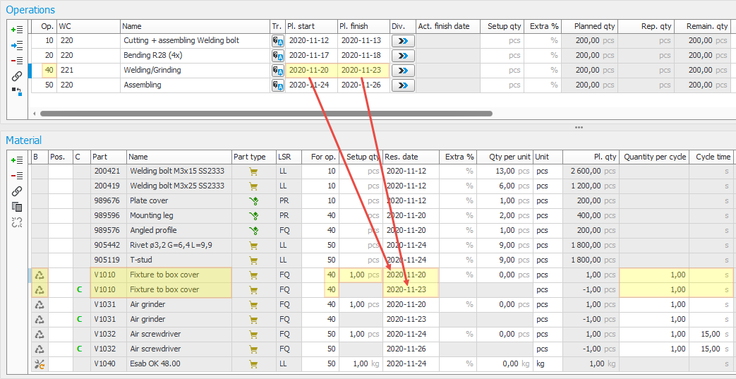 Using tools in BOM & routing and in manufacturing orders