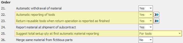 Using tools in BOM & routing and in manufacturing orders
