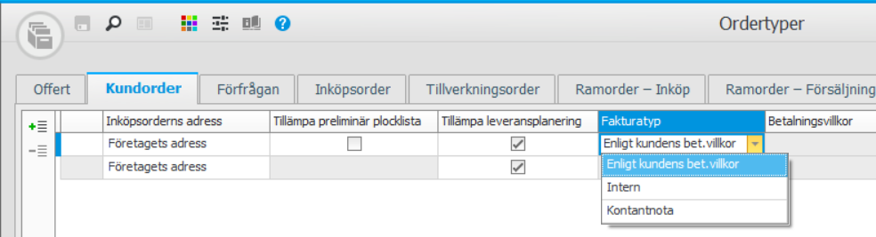 Kontantnota och Internfaktura