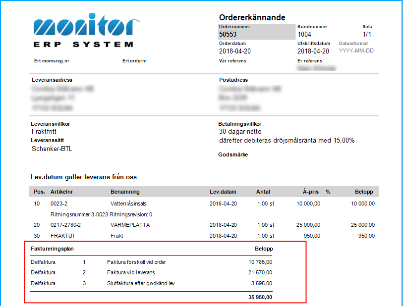Registrering av kundorder/offert