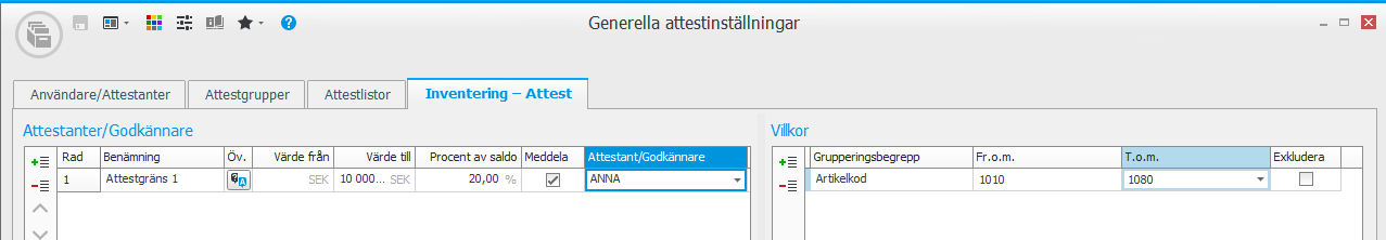 Attestera inventering