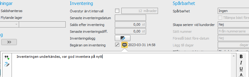Attestera inventering