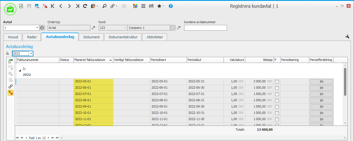 Registrera kundavtal