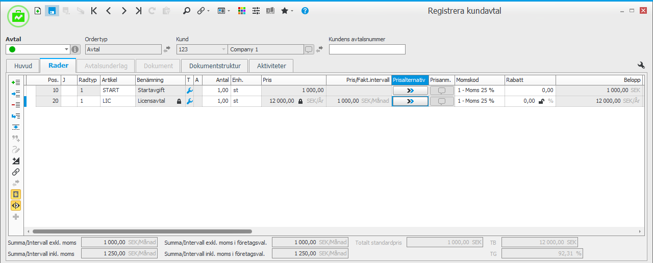 Registrera kundavtal